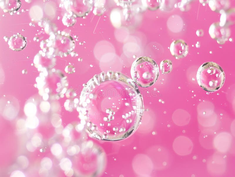 Pink Soda Water Splashing with Bubbles Close Up Stock Illustration ...