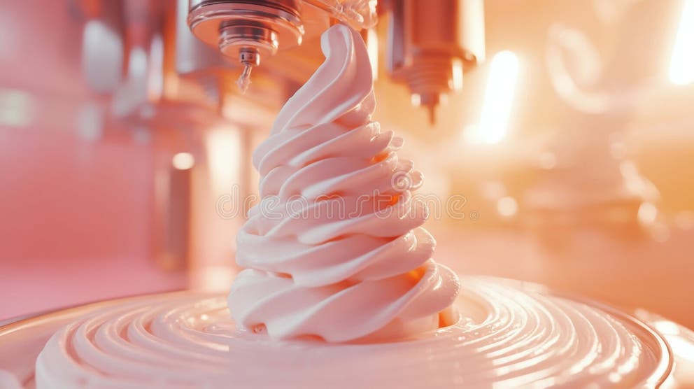 Pink Soft Serve Ice Cream Creation Process Stock Illustration ...