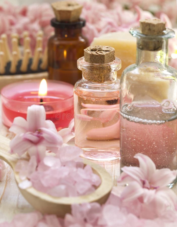 Pink spa arrangement stock photo. Image of perfume, elegant - 24246702