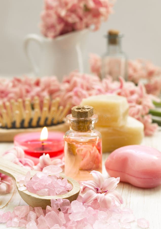 Pink spa arrangement stock image. Image of attractive - 24246689