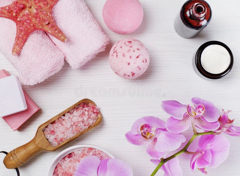 Pink spa concept stock image. Image of orchid, domestic - 71066937