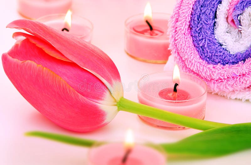 Pink spa set stock image. Image of alternative, leaf - 25397109