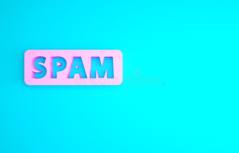 Pink Spam Icon Isolated on Blue Background. Minimalism Concept Stock ...