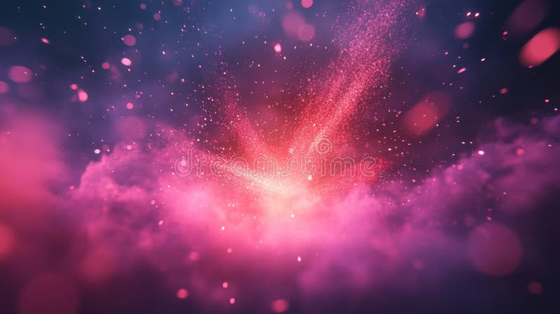 Pink Sparkles Exploding in Dark Nebula Stock Illustration ...