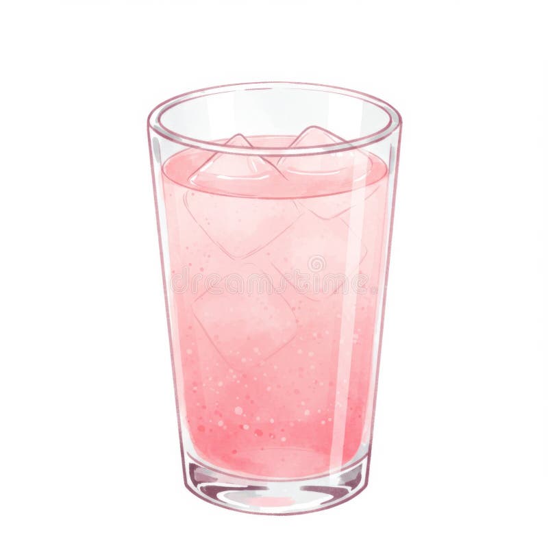 Pink Sparkling Ice Drink in Glass Stock Illustration - Illustration of ...