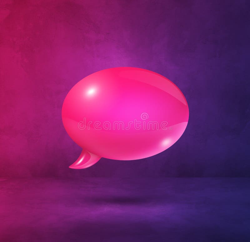 Pink Speech Bubble on Purple Square Background Stock Illustration ...