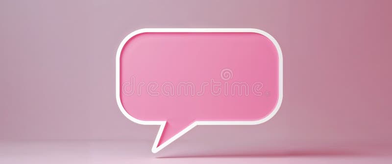 Pink Speech Bubble with White Outline on Pastel Pink Background. Stock Photo - Image of contour ...