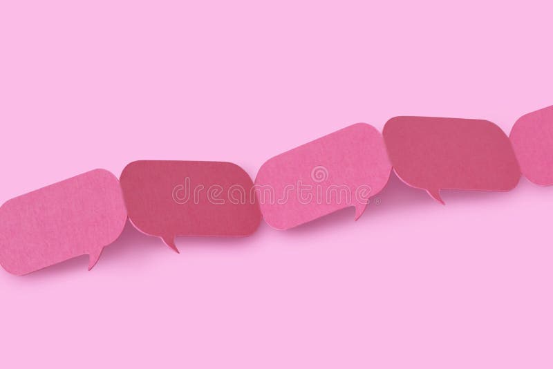 Pink Speech Bubbles Linked Together in a Chain - Concept of Woman and ...