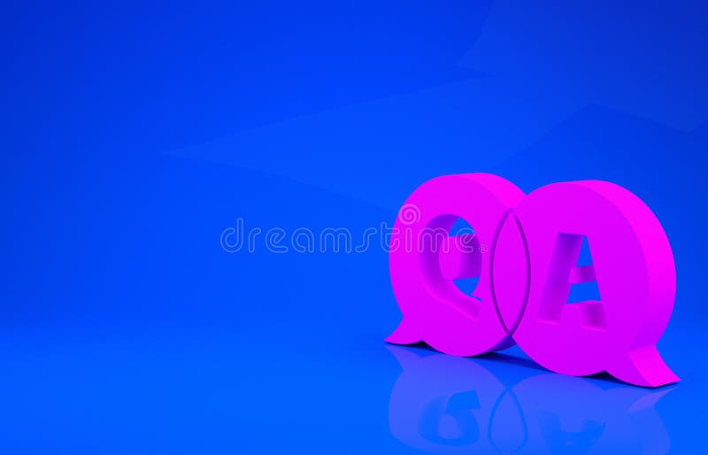 Pink Speech Bubbles with Question and Answer Icon Isolated on Blue ...