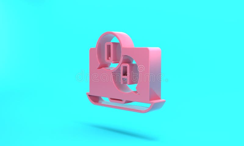 Pink Speech Bubbles with Question and Answer Icon Isolated on Turquoise ...