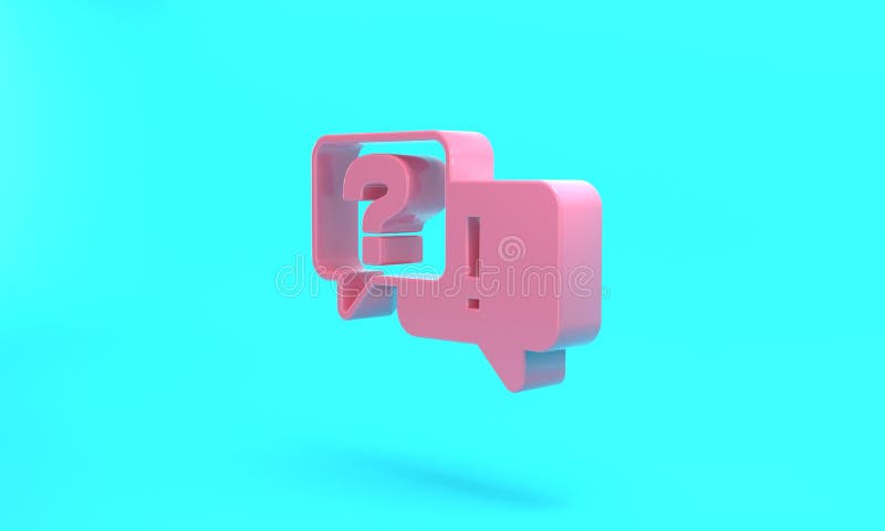Pink Speech Bubbles with Question and Answer Icon Isolated on Turquoise ...