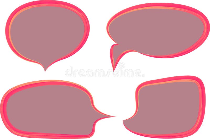 Pink Speech Bubbles Set with Dusty Dark Pink Background Stock ...