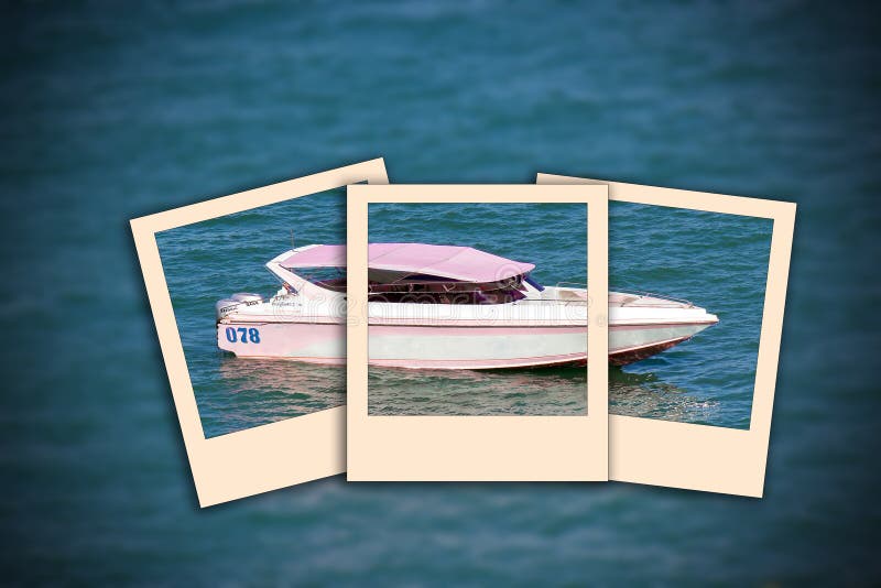 Pink Speed Boat Instant Photo Stock Image - Image of july, speed: 91189031