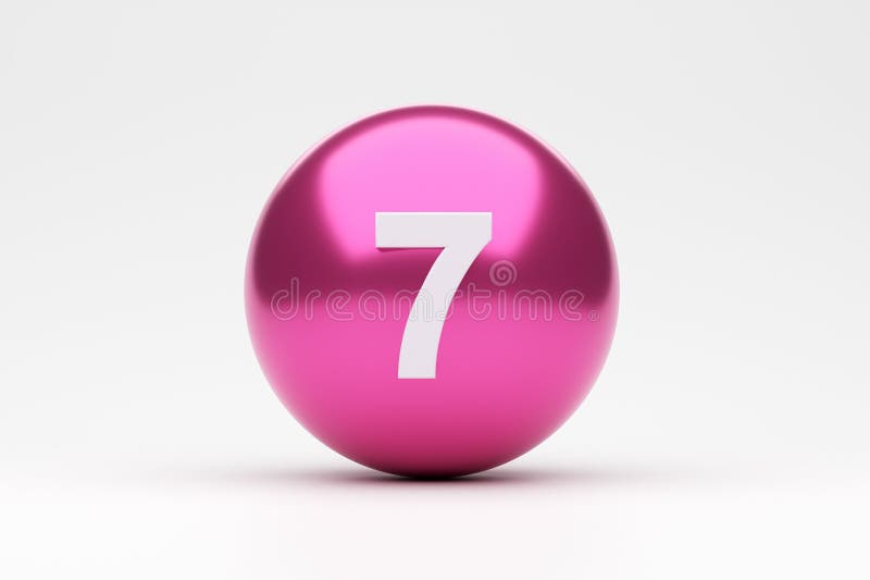Pink Sphere Showing Number Seven on White Background Stock Illustration ...