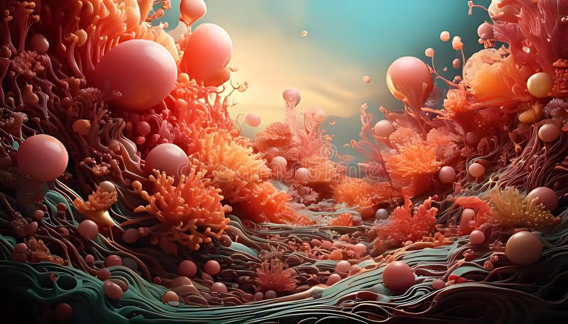 Pink Spheres and Coral-like Structures Populate a Dreamy, Undulating ...