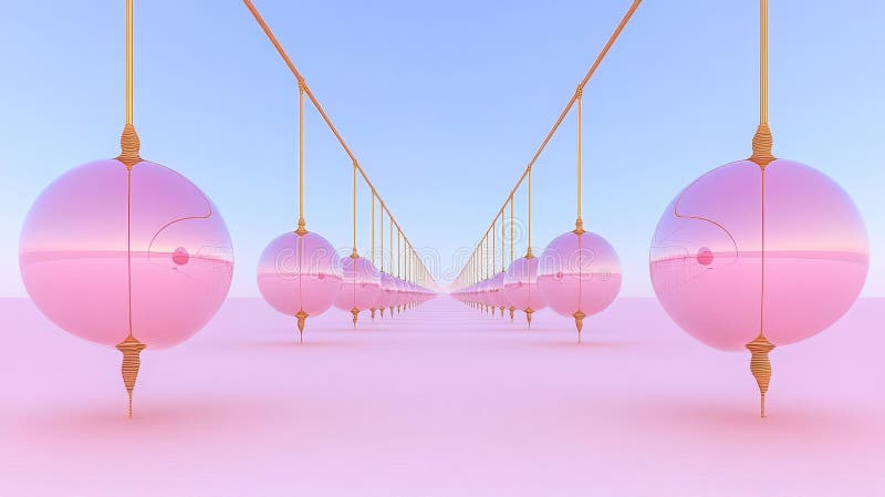 Pink Spheres Hanging Pathway Stock Illustration - Illustration of ...