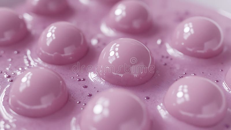 Pink Spheres and Liquid in a Shallow Container Create a Scene Stock ...