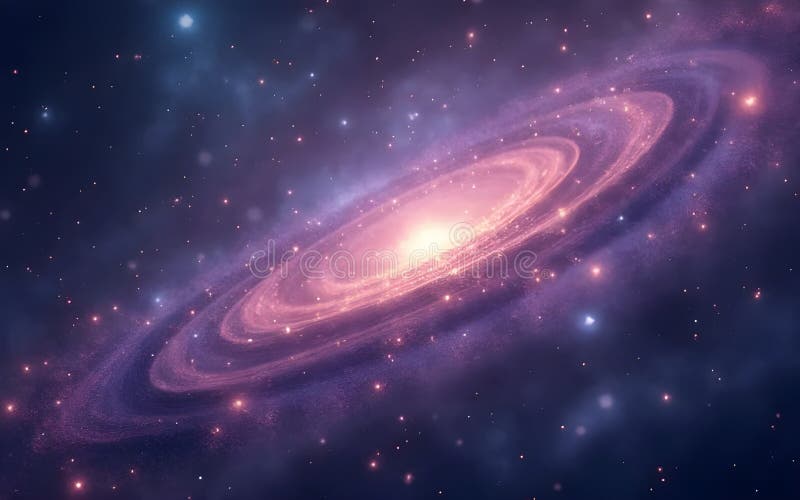 Pink Spiral Galaxy Rotating in Deep Space with Glowing Core and Stars ...