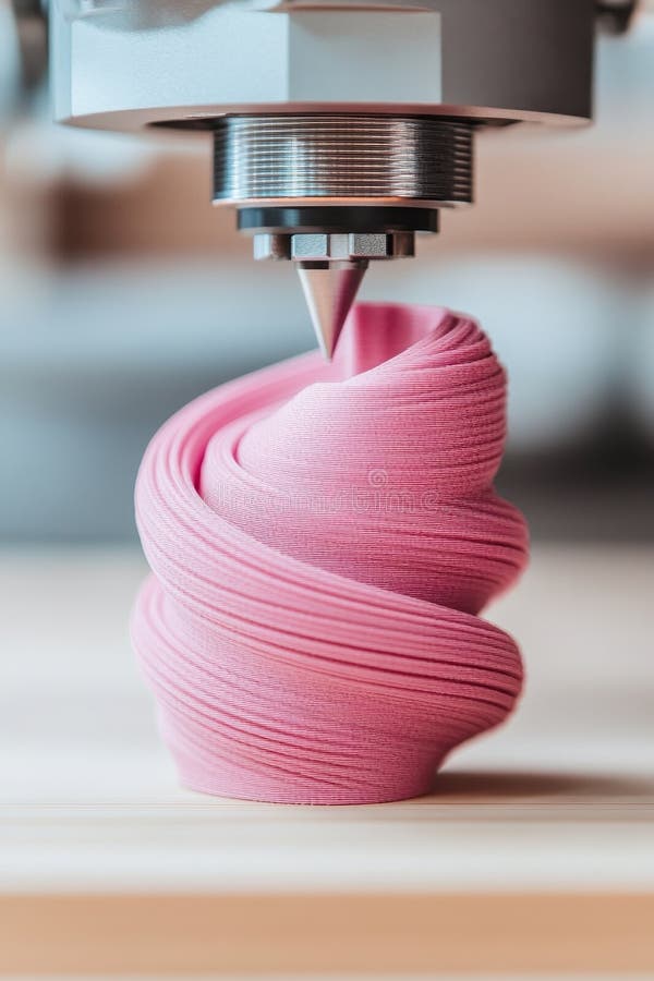 A Pink Spiral Shape is Being Formed by a Machine S Precise Moving Tip ...