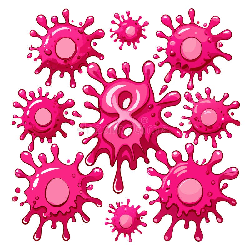 Pink Splatter Paint with Number Eight in the Cente Stock Vector ...