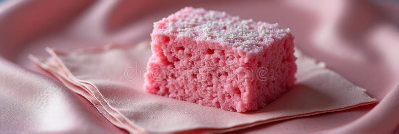 Pink Sponge Cake on Satin Fabric with Sugar Sprinkles Stock Photo ...