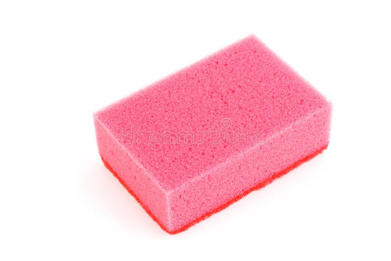 Pink Sponge for Kitchen Isolated on White Background. Stock Image ...