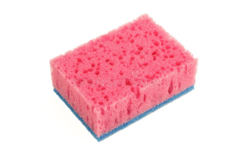 Pink Sponge for Kitchen Isolated on White Background. Stock Image ...