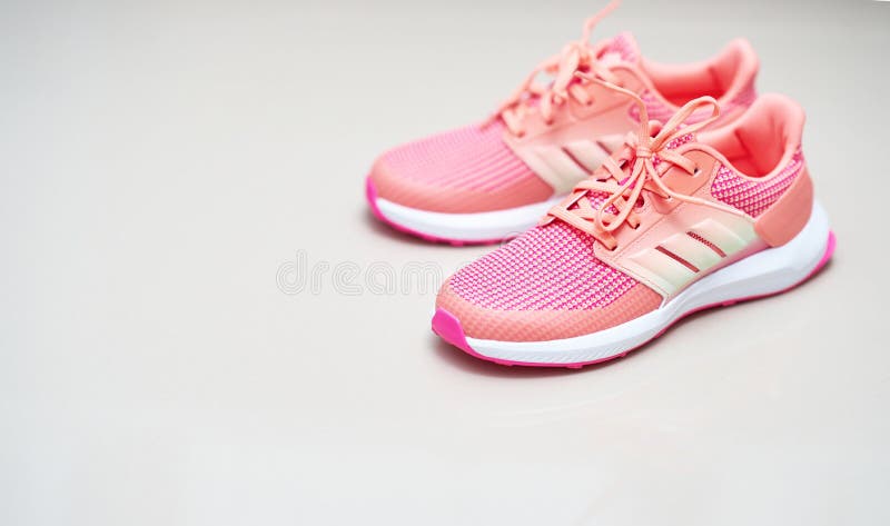 Pink Sport Shoes on Top View ,on Floor Stock Photo - Image of endurance ...