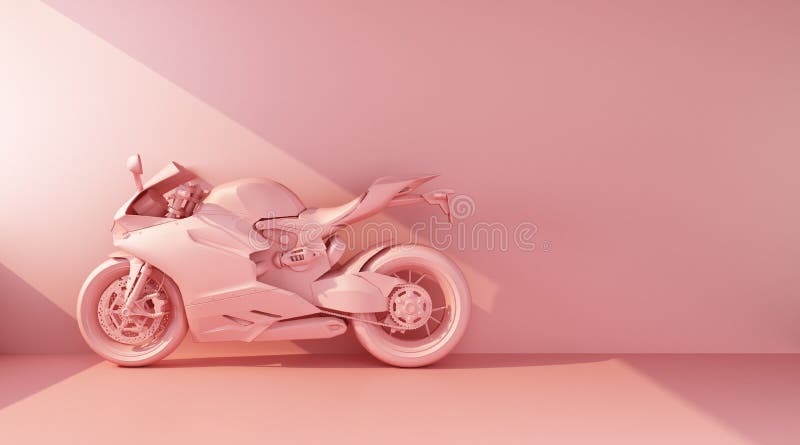 Pink Sports Bike in Beam of Light Side View Stock Illustration ...