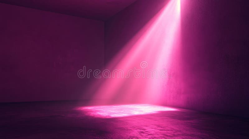 Pink Spotlight Illuminating a Concrete Room Stock Illustration ...