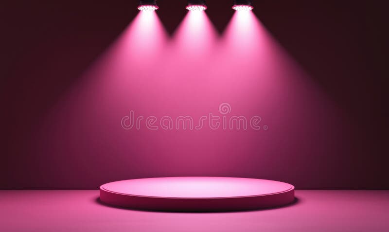 Pink Spotlight Stage with Circular Platform and Dramatic Lighting Stock ...