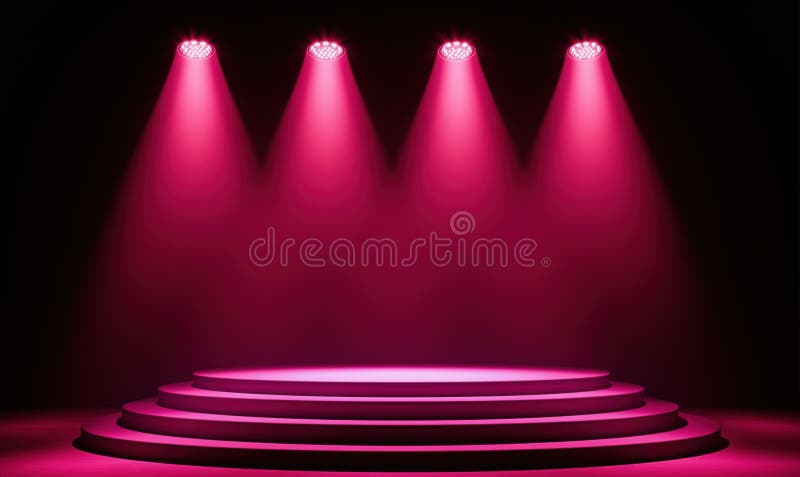 Pink Spotlight Stage with Circular Platform and Dramatic Lighting Stock ...