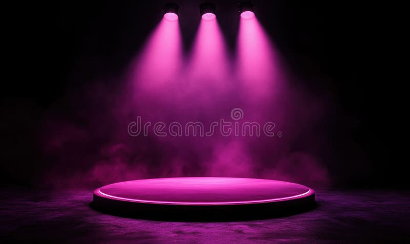 Pink Spotlight Stage with Fog, Dramatic Lighting, Empty Performance ...