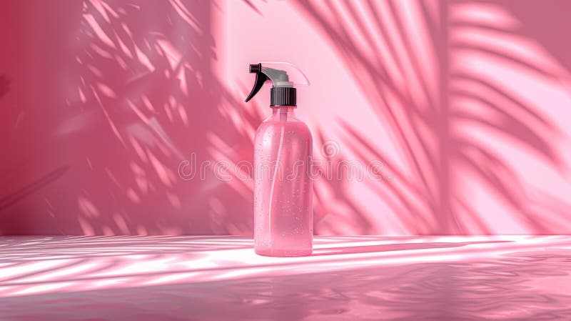 Pink Spray Bottle with Palm Leaf Shadows - Generative Ai Stock ...