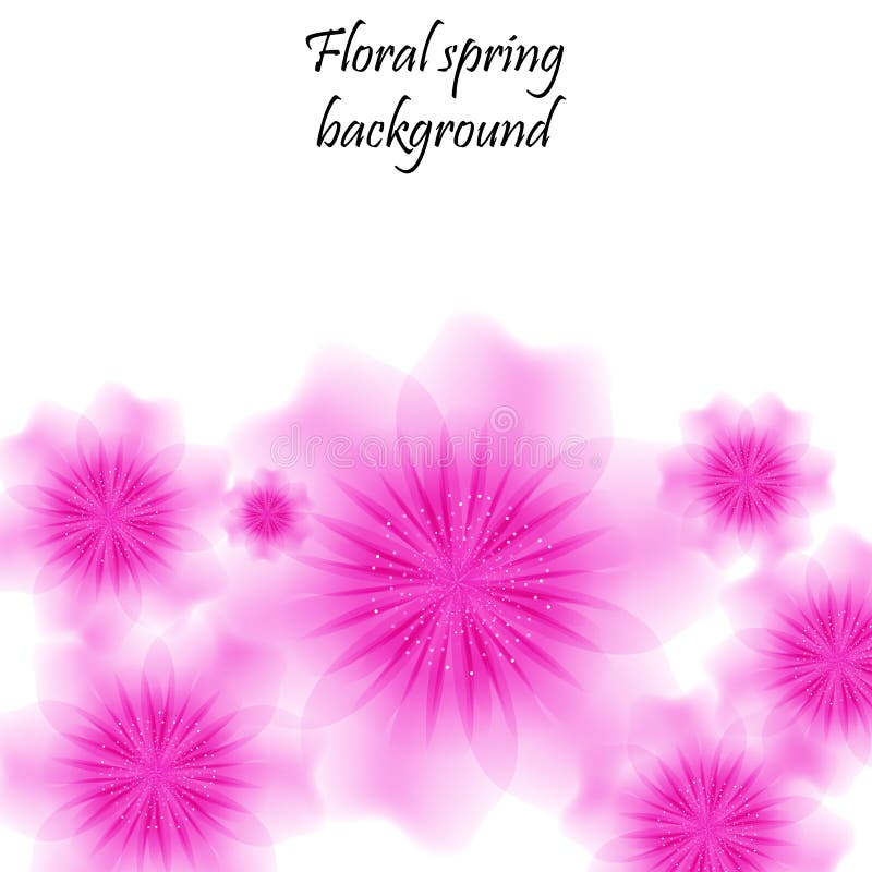 Pink Spring Background with Translucent Flowers. Stock Vector ...
