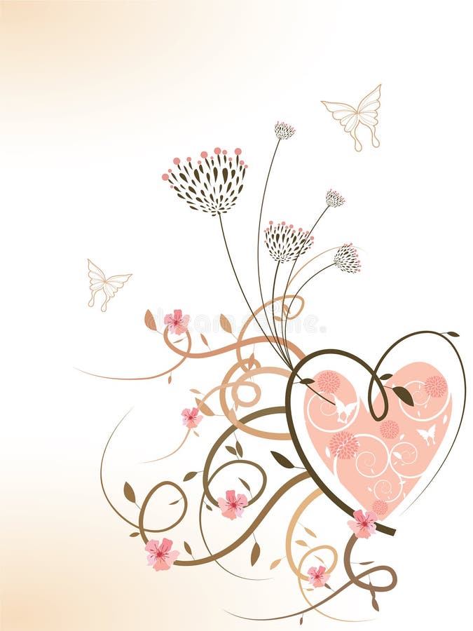 Pink Spring Floral Heart Swirls Stock Vector - Illustration of beauty ...