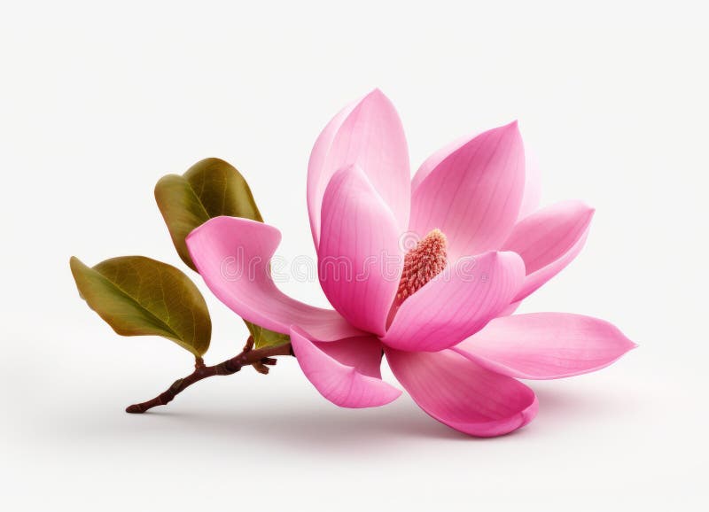 Pink Spring Magnolia Flowers Branch Isolated.with Clipping Path Stock ...