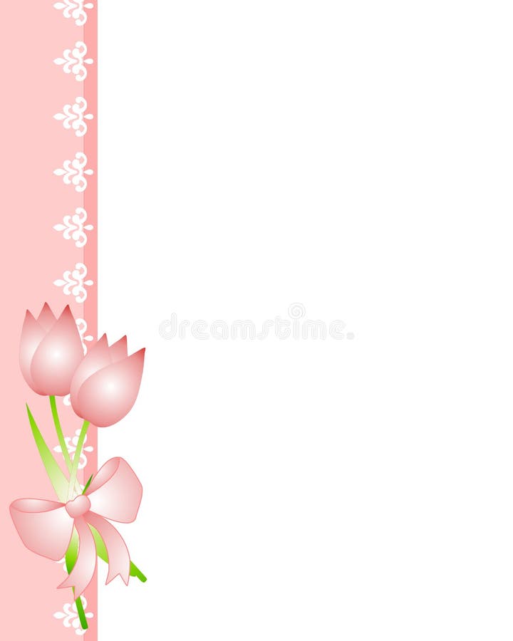 Pink Spring Tulips and Lace Border Stock Illustration - Illustration of ...