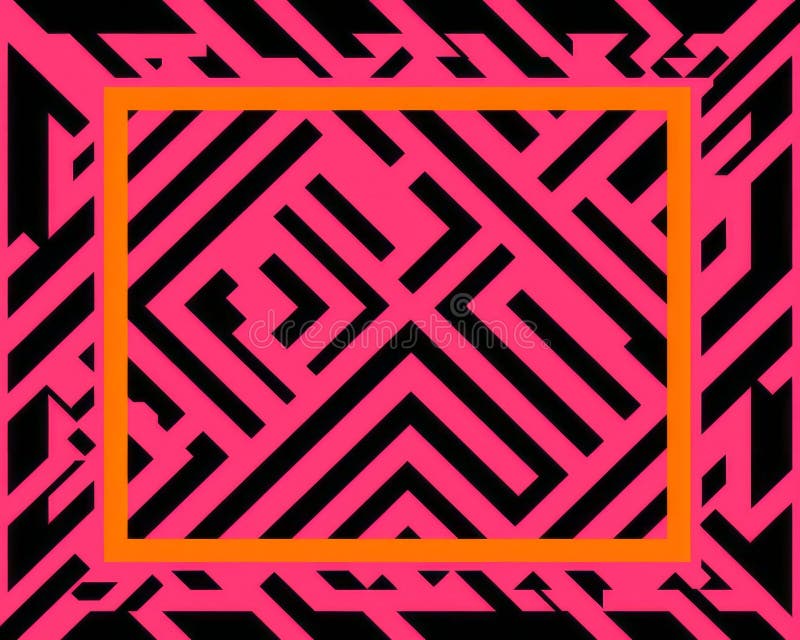 A Pink Square with Black and Orange Lines on it Stock Illustration ...