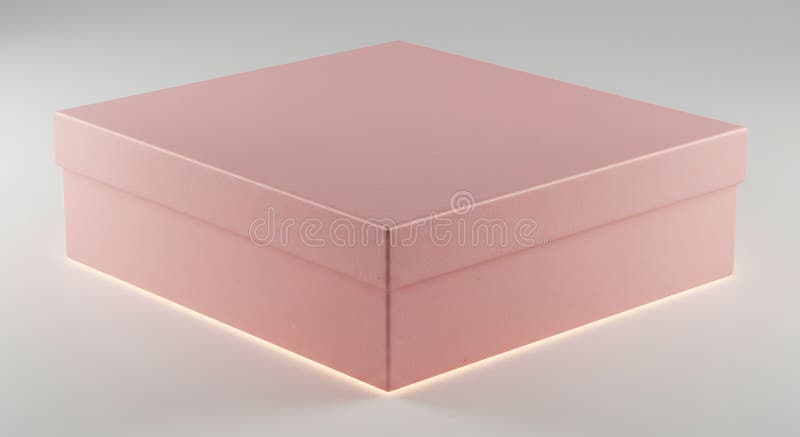 A Pink, Square Box with a Smooth Surface, Illuminated from Below. the ...