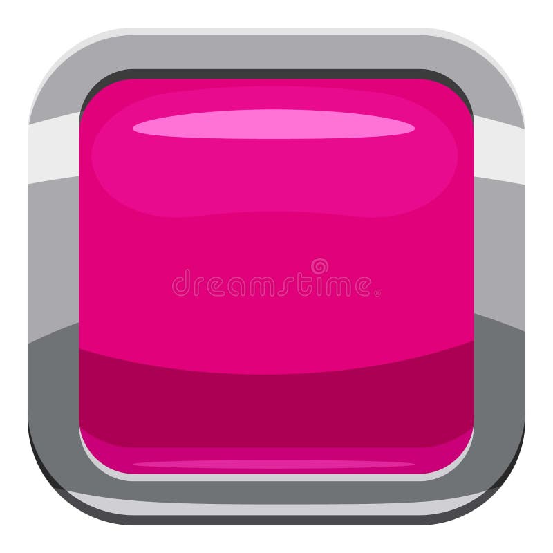 Pink Square Button Icon, Cartoon Style Stock Vector - Illustration of ...