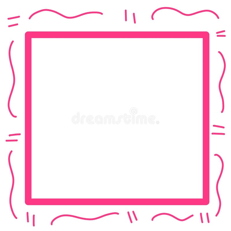 Pink Square Frame with Decorative Design of Curved Lines and Graffiti ...