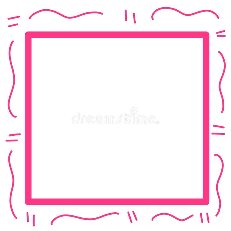 Pink Square Frame with Decorative Design of Curved Lines and Graffiti ...