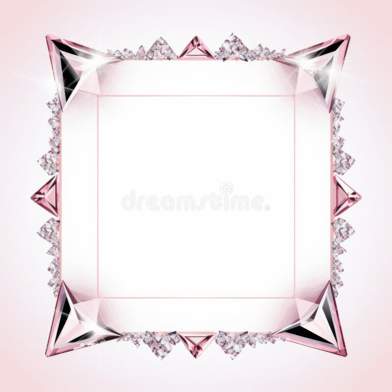 A Pink Square Frame with Diamonds on it Stock Illustration ...