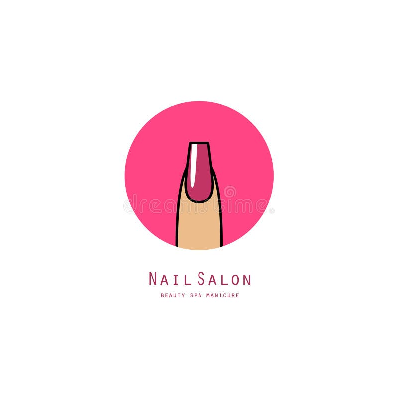 Pink Nail on a Finger. Beauty Salon Icon Stock Vector - Illustration of ...