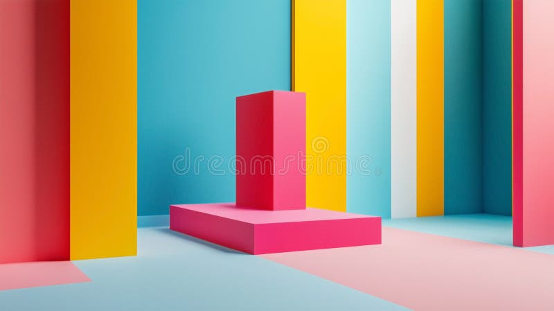 A Pink Square is on a Pink Platform Stock Illustration - Illustration ...