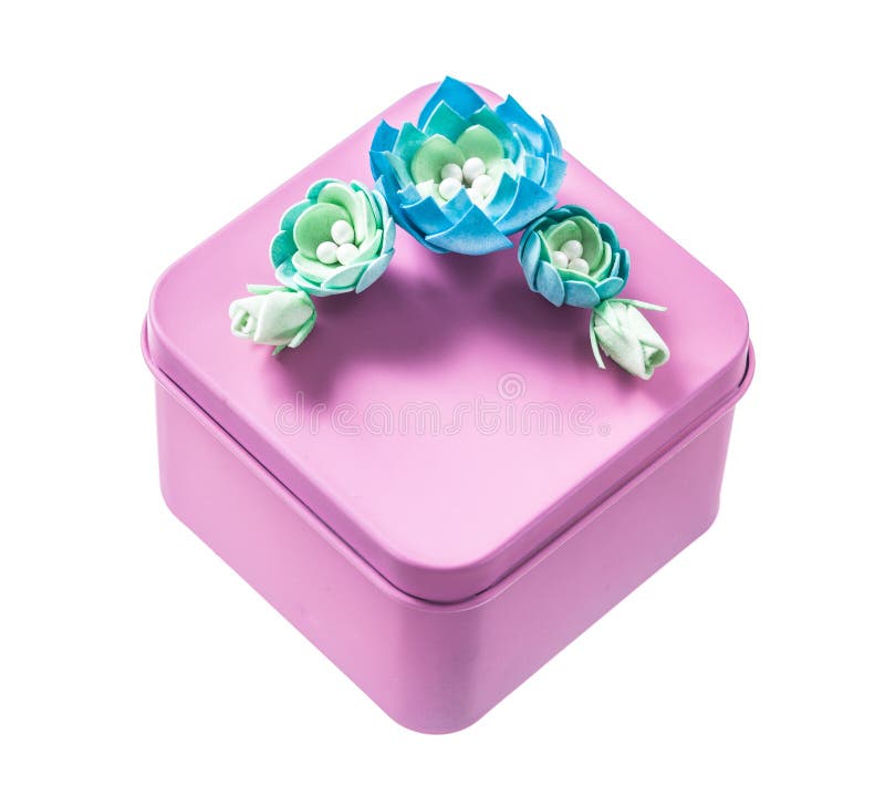 Pink Square Present Box Isolated on White Stock Image - Image of ...