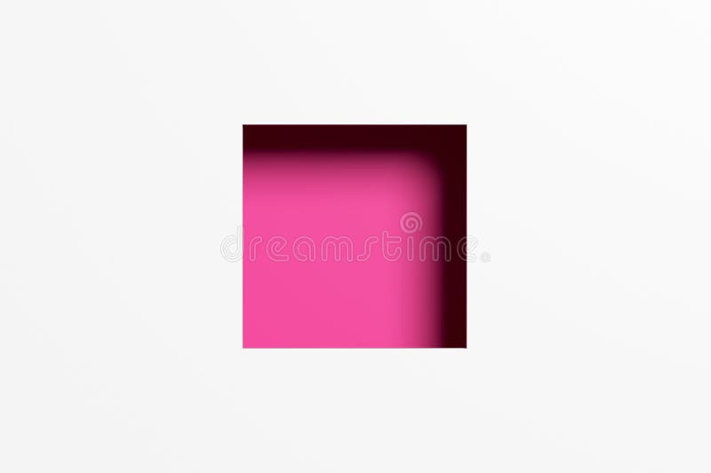 Pink Square Revealing through White Background Creating Contrast Stock ...