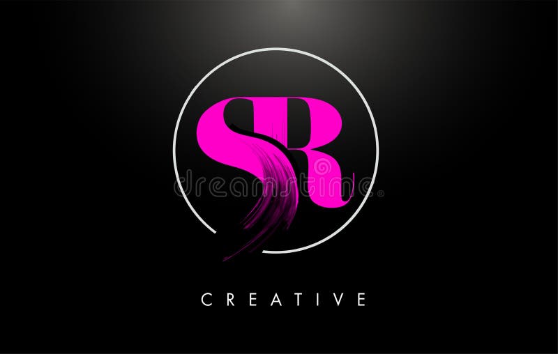 Pink SR Brush Stroke Letter Logo Design. Pink Paint Logo Leters Icon ...