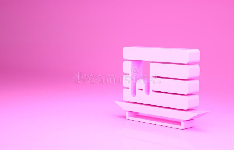 Pink Stack of Pancakes with Honey Icon Isolated on Pink Background ...